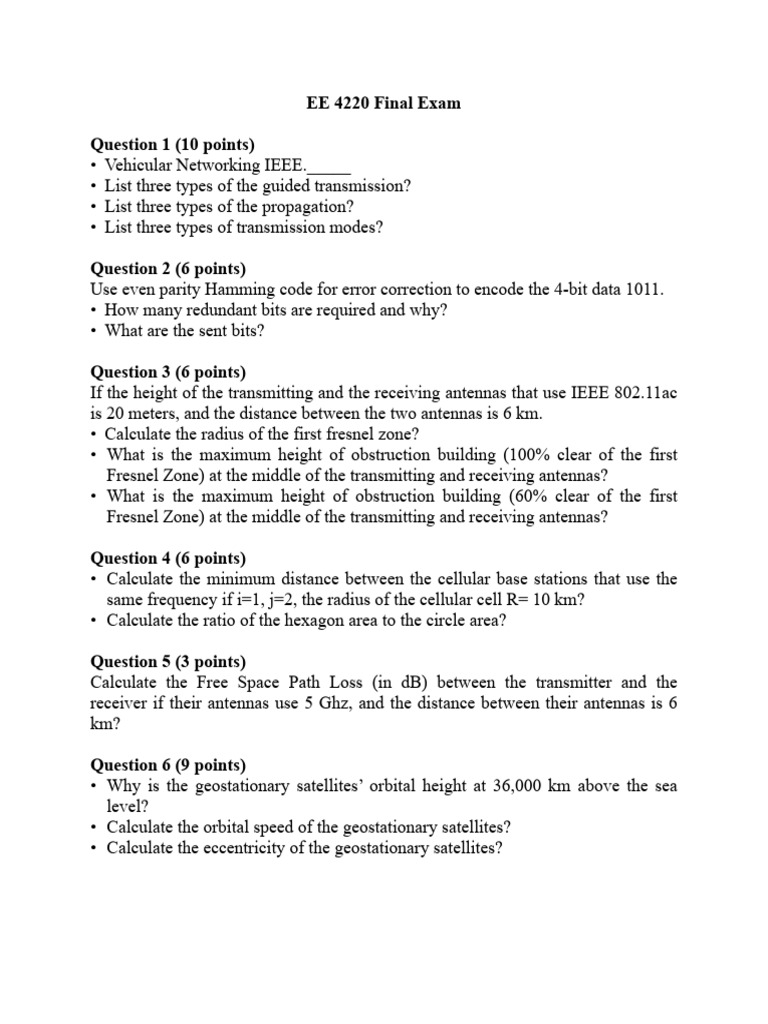 EE 4220 Final Exam | PDF