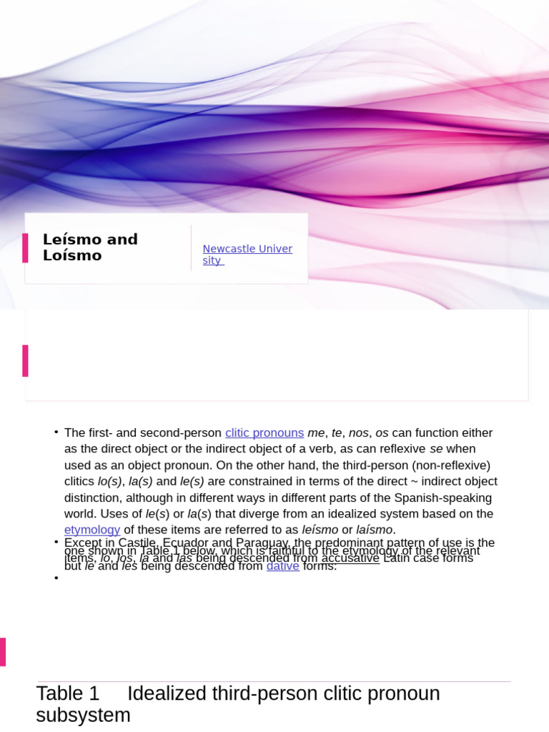 Leísmo and Loísmo NCL uni | PDF