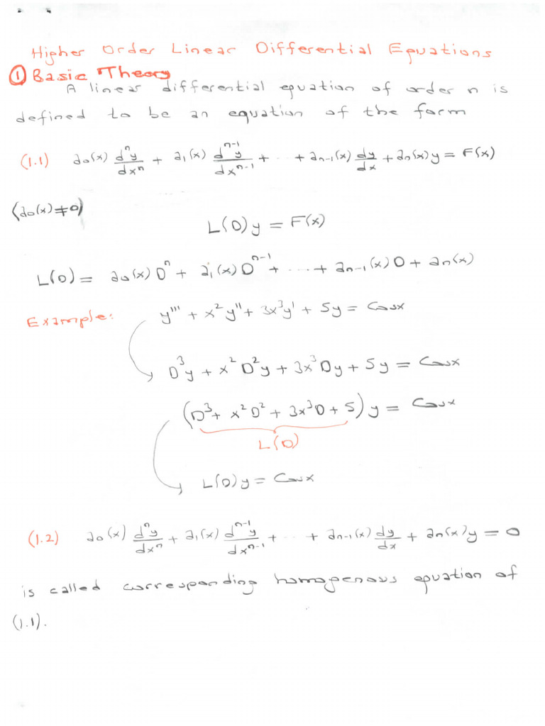 Chapter3 Higher Order Equations | PDF