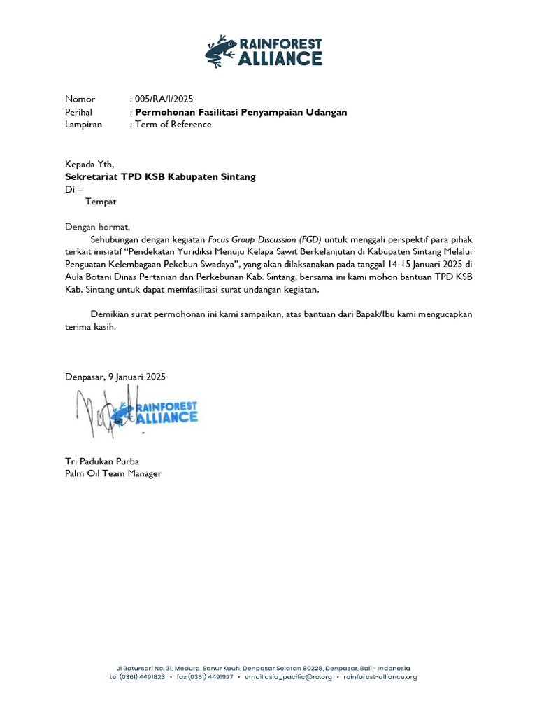 Surat Dan ToR FGD Pembentukan Asosiasi | PDF