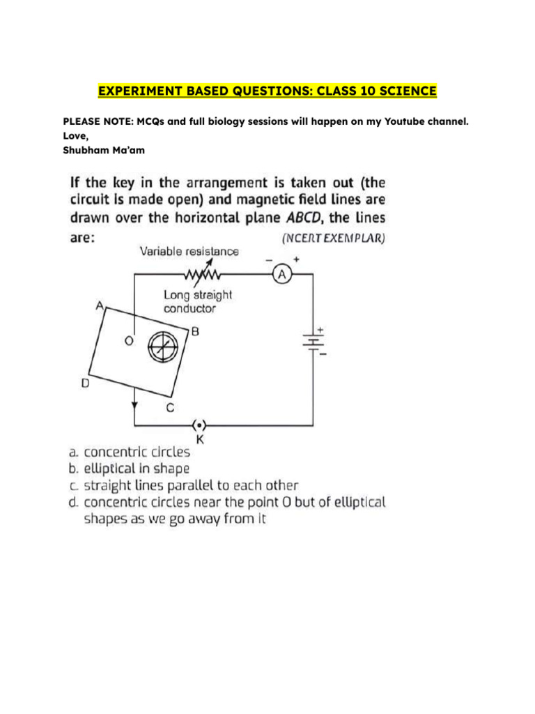 EXPERIMENT BASED QUESTIONS_ CLASS 10 SCIENCE | PDF