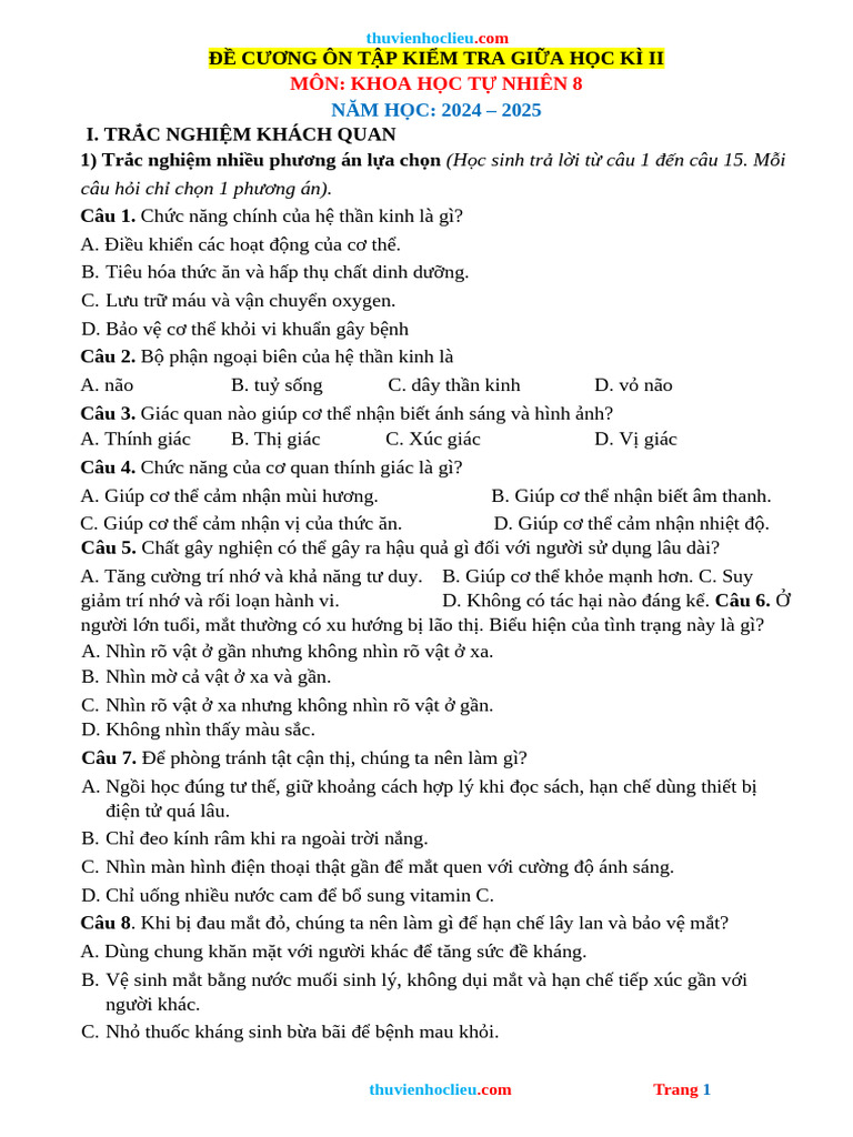 thuvienhoclieu.com-De-cuong-on-tap-giua-HK2-KHTN-8-CTST-24-25 | PDF