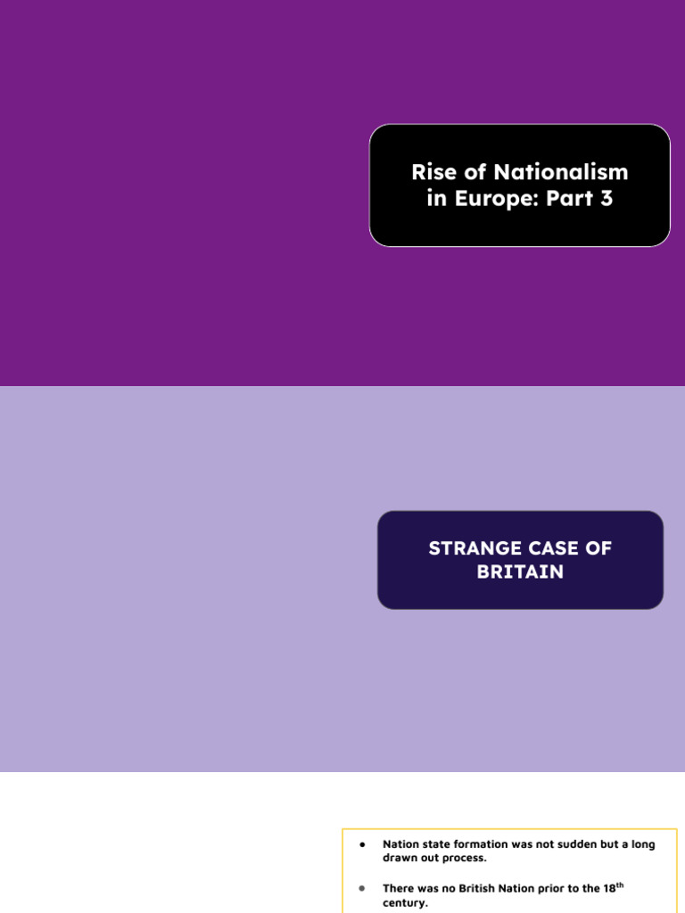 RISE OF NATIONALISM IN EUROPE Part 3 Unification of Britain Onwards ...