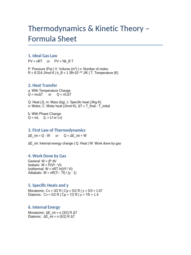 Thermodynamics_Formula_Sheet_Compact | PDF