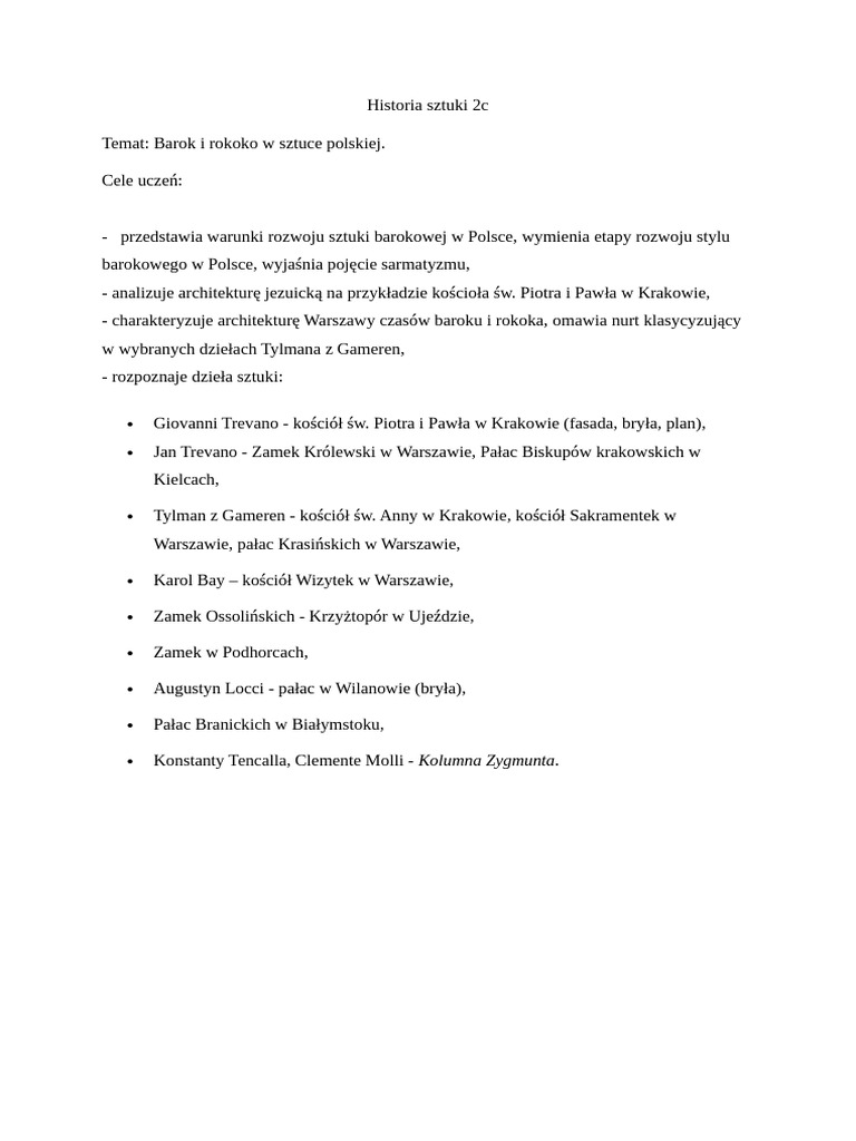 Historia Sztuki 2c Pierwsze Dwie Strony | PDF