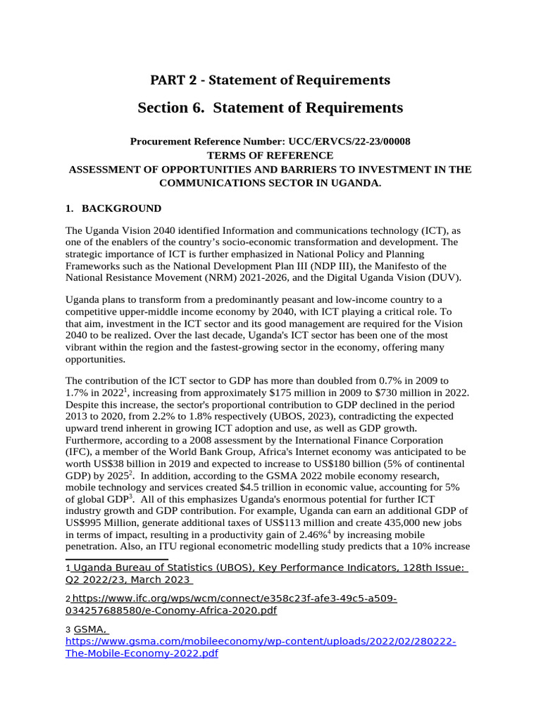 Statement of Requirements - UCC Project | PDF | Economic Growth | Gross ...