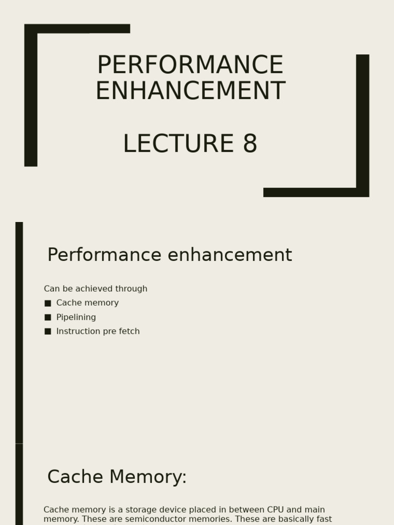 Lec 8 Performance Enhancement-Computer Architecture | PDF | Cpu Cache | Computer Data Storage
