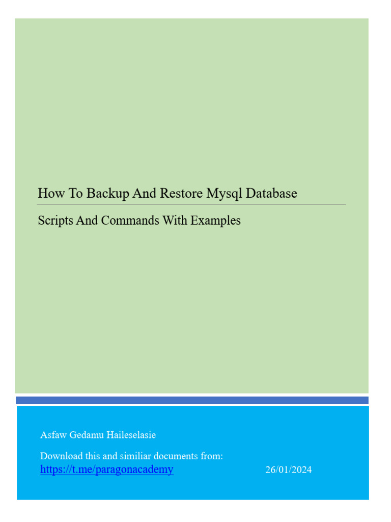 MySql backup and Restore | PDF