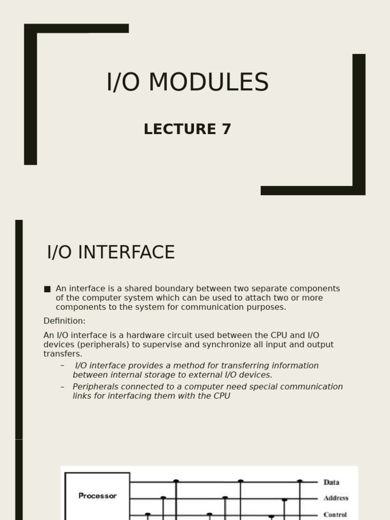Lec 7 I-O Modules-Computer Architecture | PDF | Input/Output | Central ...