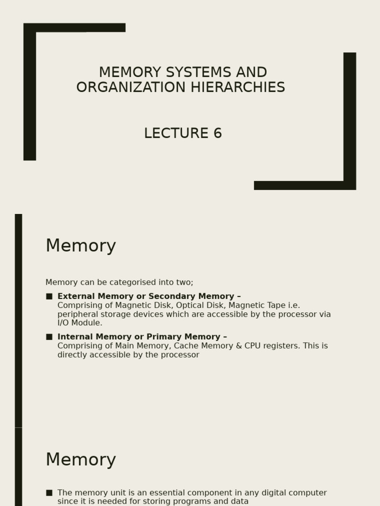 Lec 6 Memory Systems-Computer Architecture | PDF | Computer Data Storage | Random Access Memory