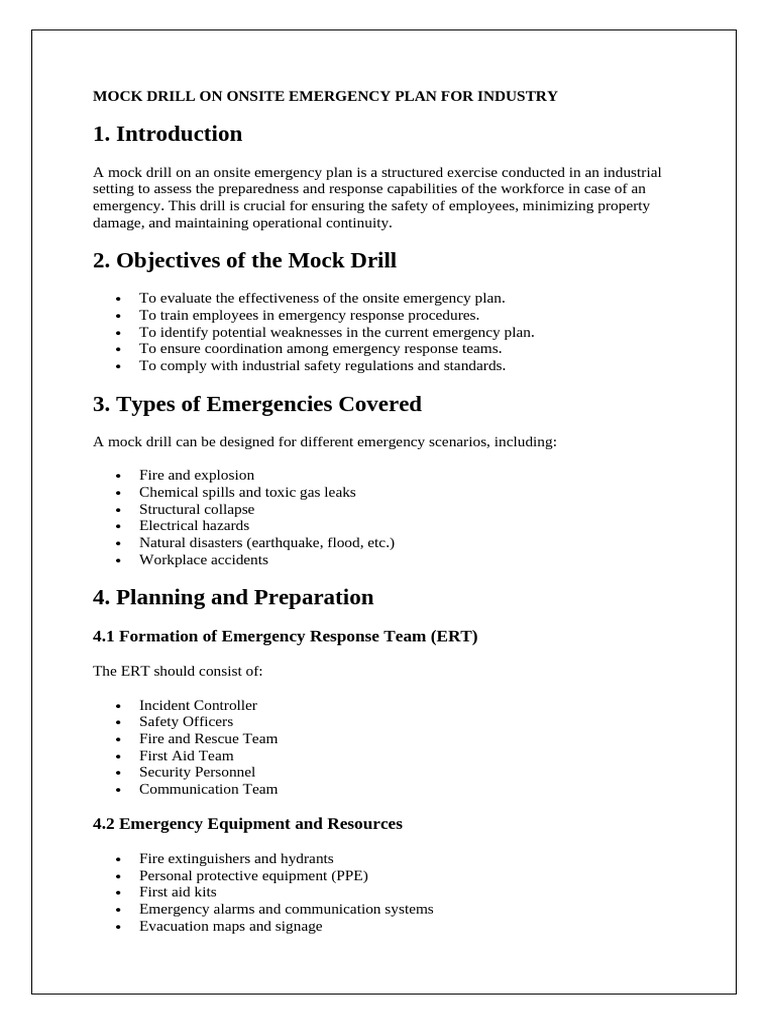 Onsite Emergency Mock Drill Procedure | PDF | Emergency Management ...
