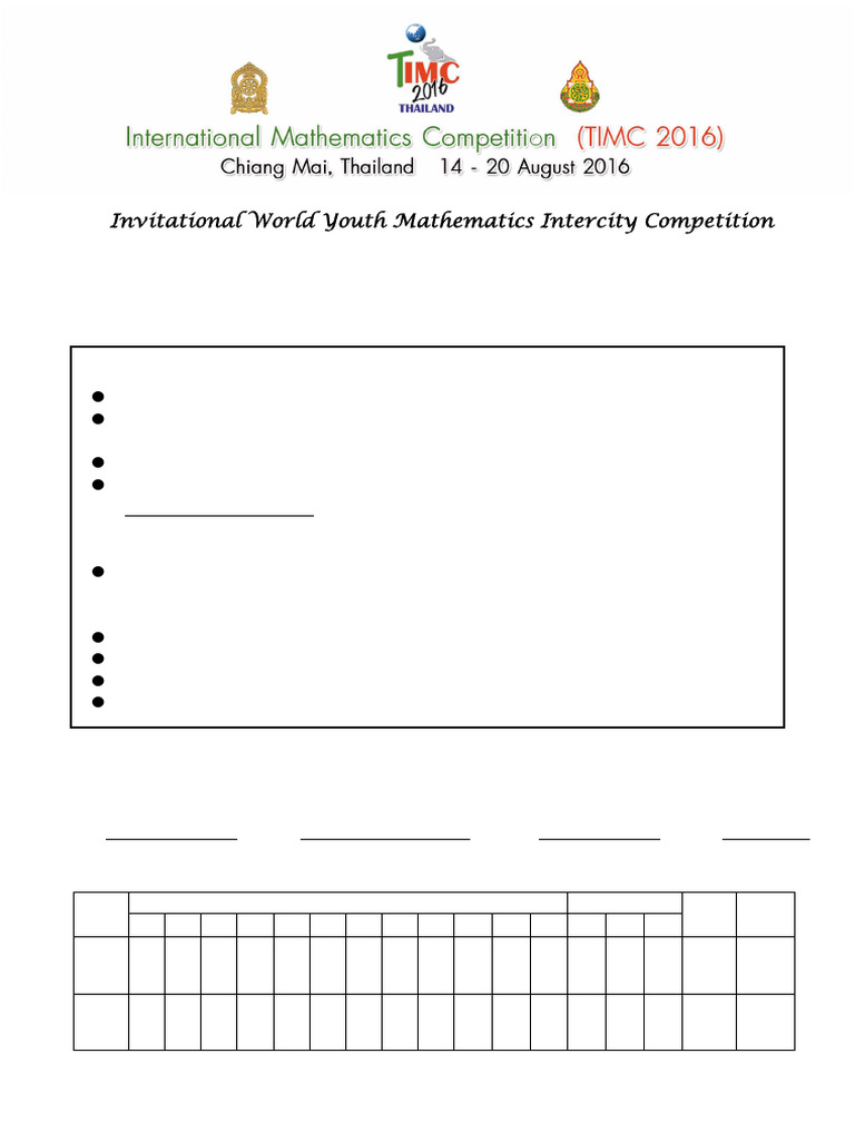 Individual Math Contest Instructions | PDF | Perpendicular | Elementary ...