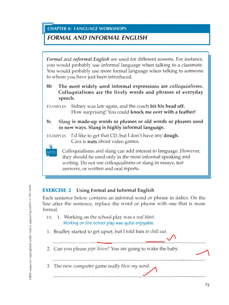 Formal and Informal Language Practice | PDF