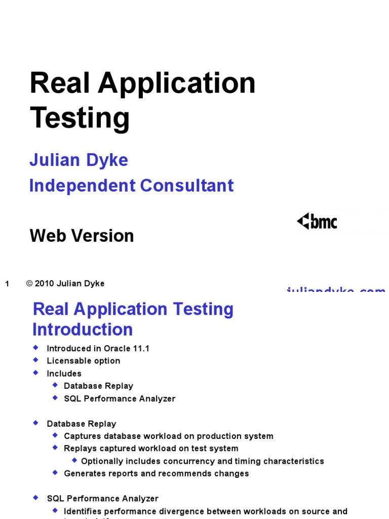 Real Application Testing | PDF | Oracle Database | Databases
