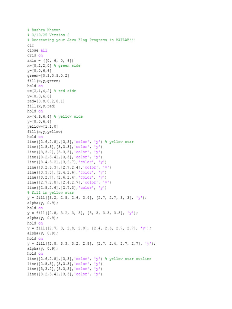 Java Flag Recreation in MATLAB | PDF