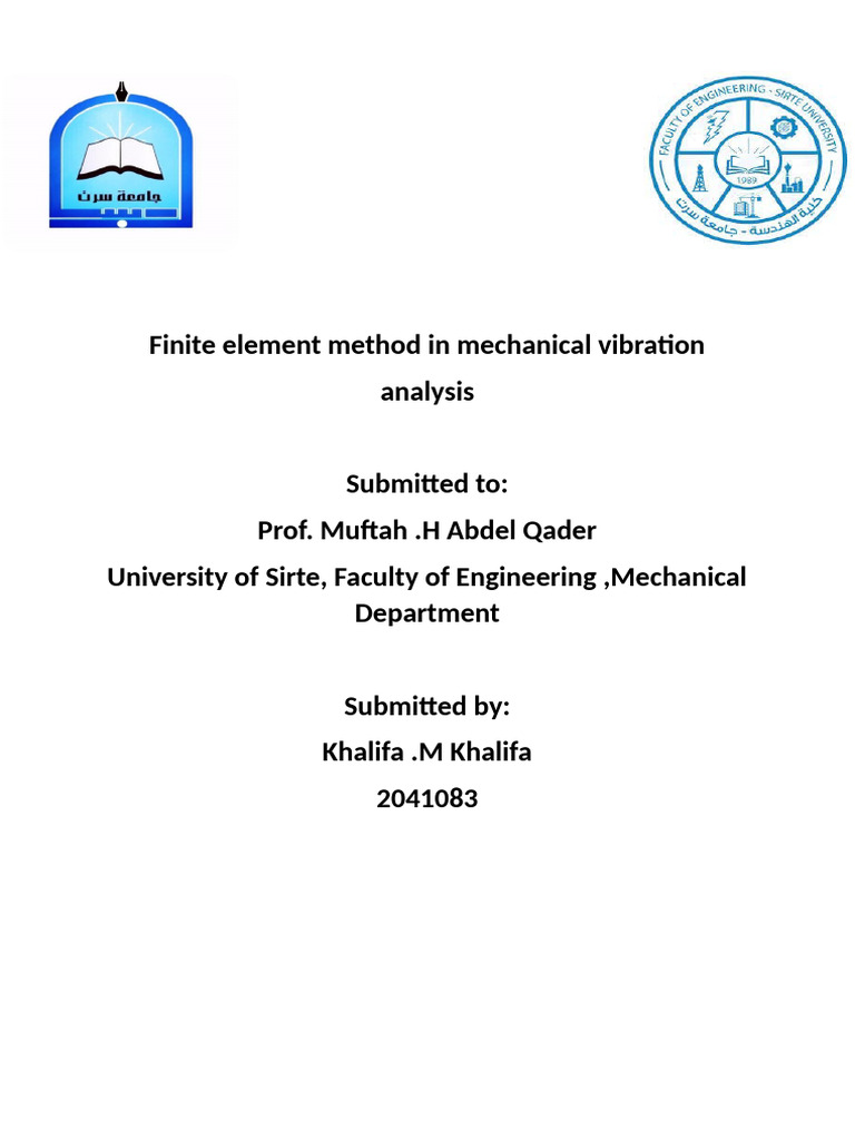 Finite element method in mechanical vibration | PDF | Finite Element Method | Matrix (Mathematics)