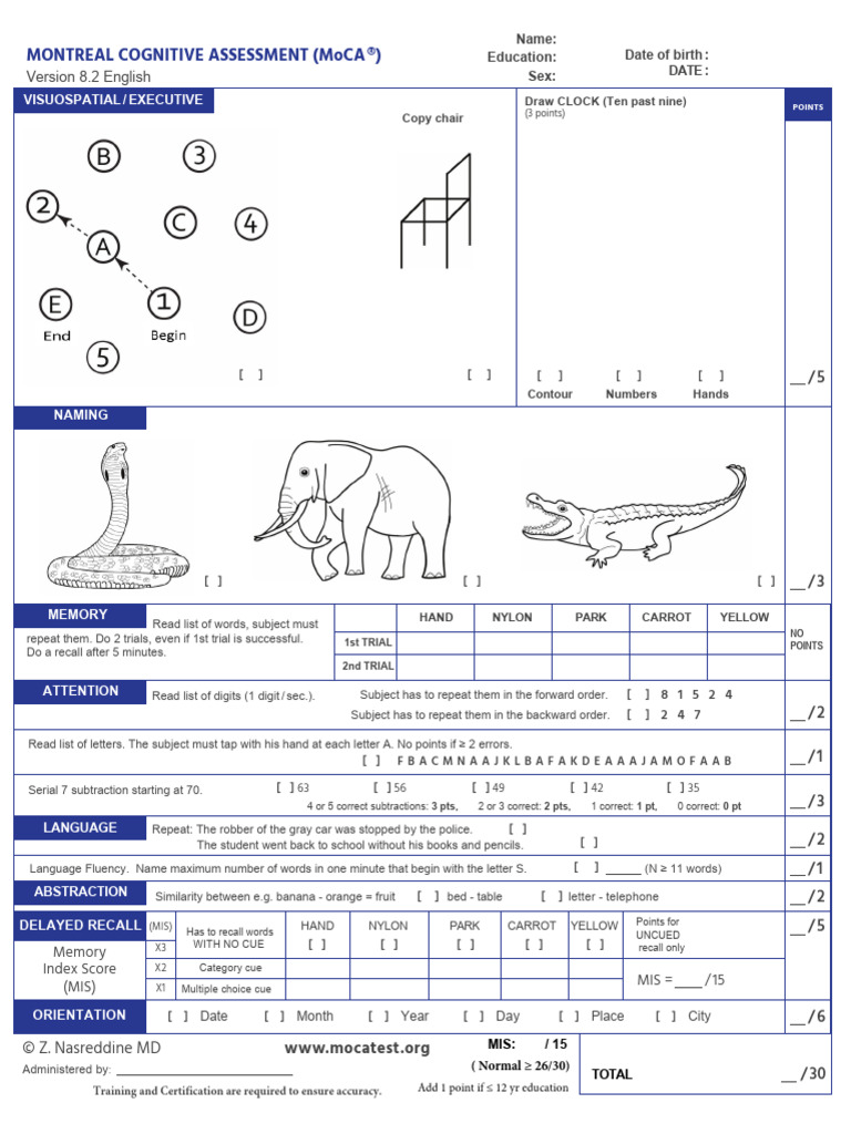 MOCA 2-English | PDF | Psychology | Behavioural Sciences