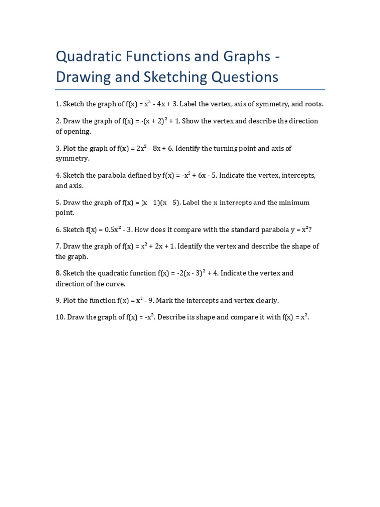 3d-Quadratic Functions Graphing Questions | PDF