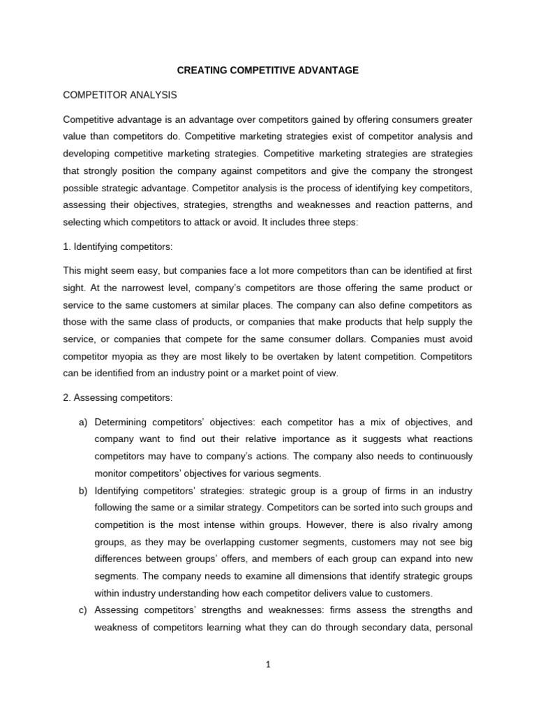CREATING COMPETITIVE ADVANTAGE | PDF | Marketing | Marketing Strategy