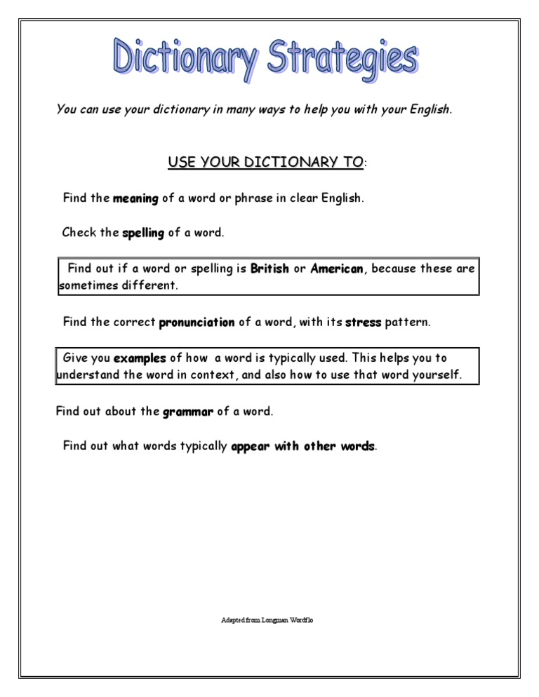 Using Your Dictionary Effectively | PDF