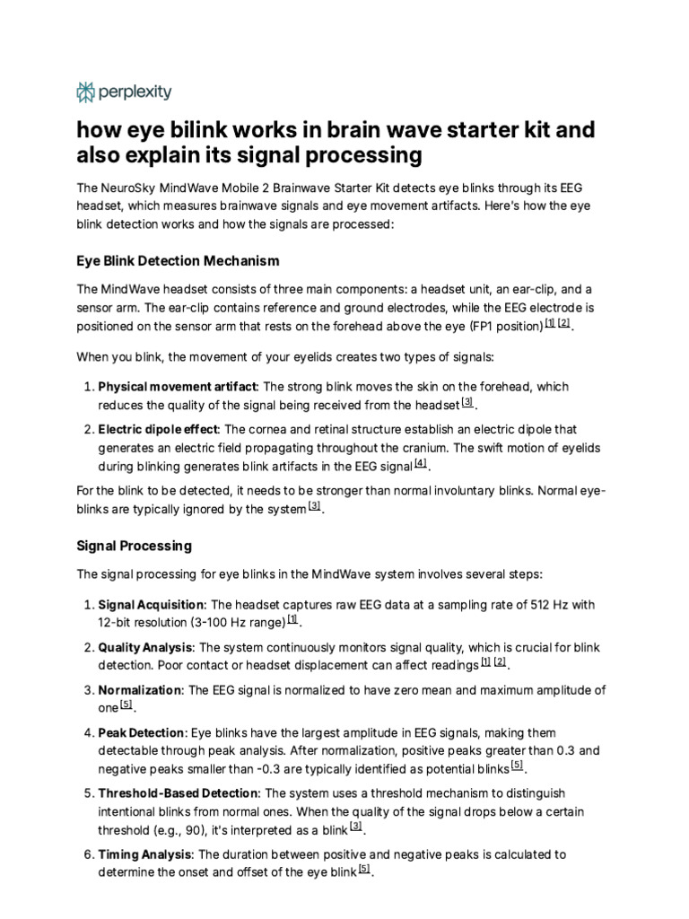 Eye Blink Detection in MindWave Kit | PDF | Electroencephalography
