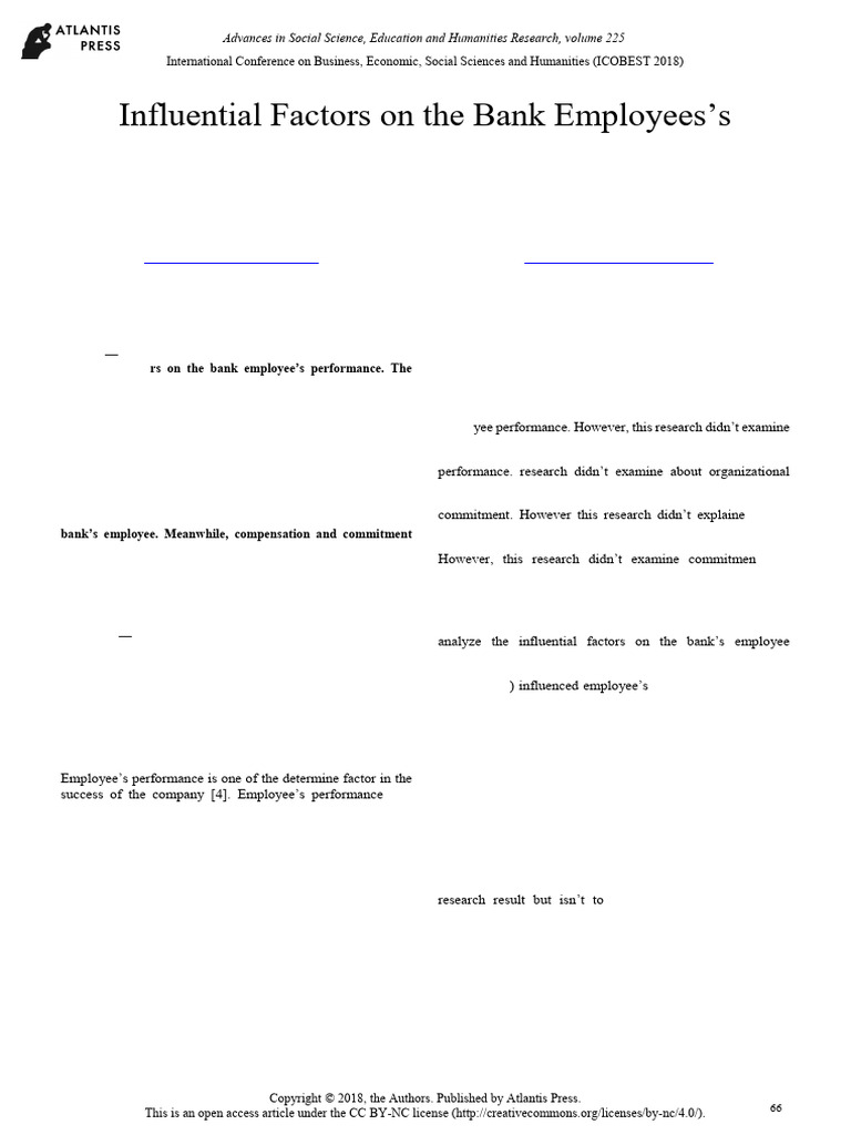 Influential Factors On The Bank Employeess Perfor | PDF ...