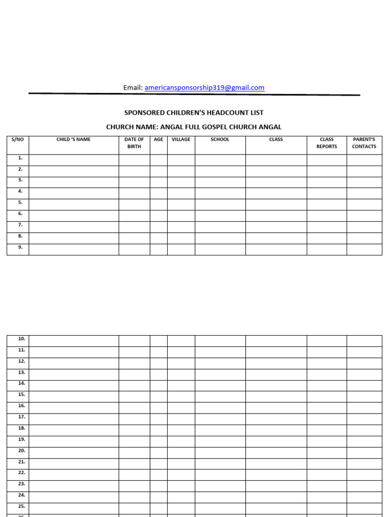 Sponsored Children Headcount | PDF