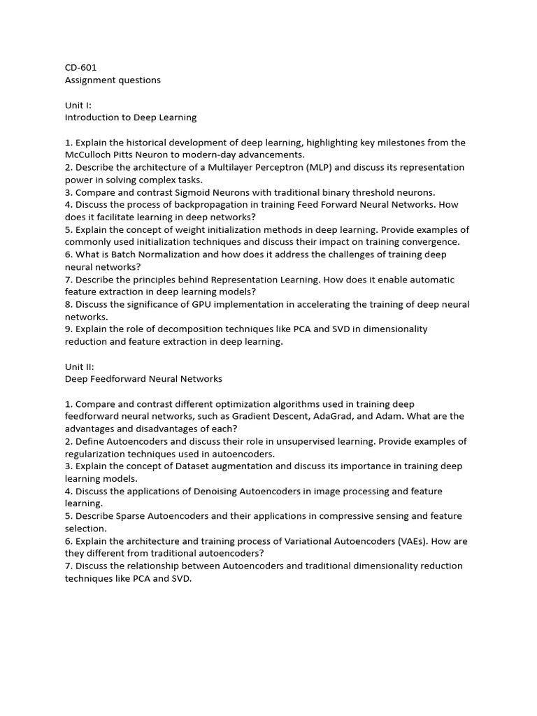 CD-601 Assignmentquestions | PDF | Deep Learning | Statistical Classification