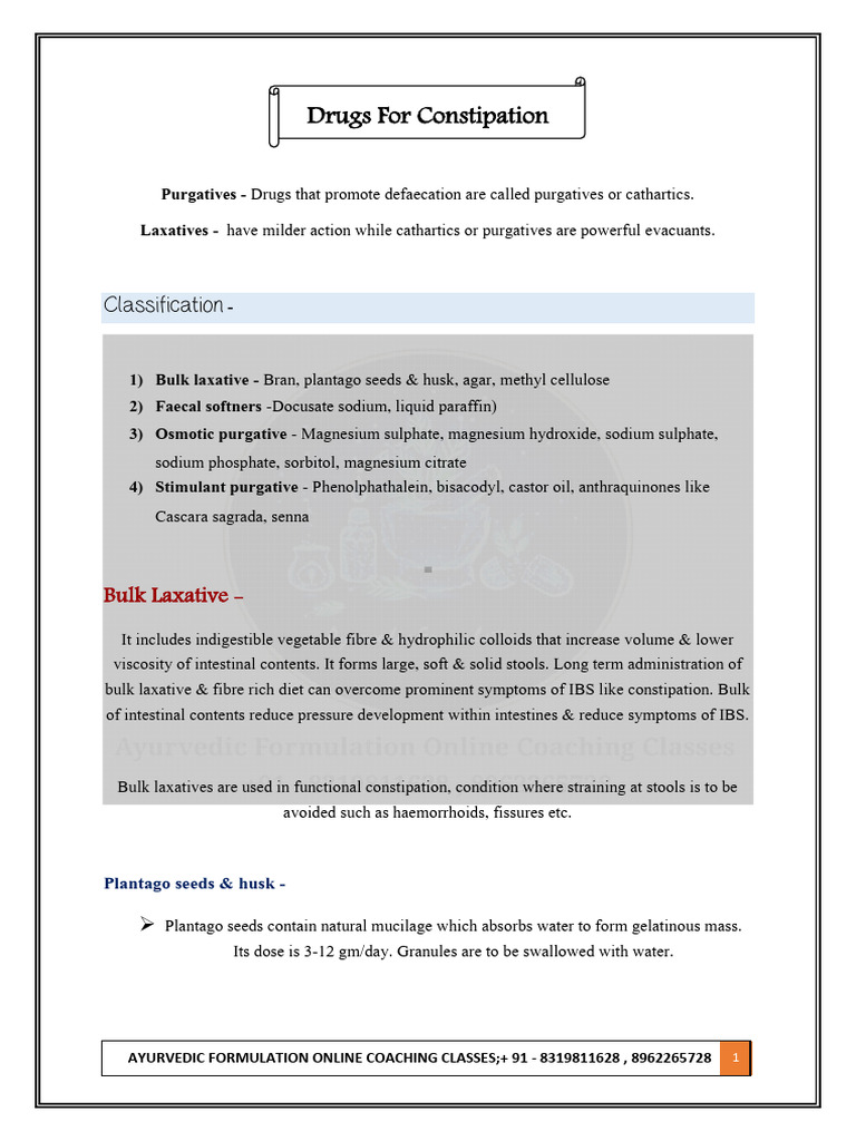 Drugs For Constipation (AF) | PDF | Constipation | Gastroenterology