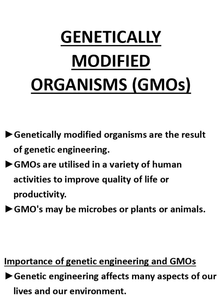Lesson 40 Enetically Modified Organisms (Gmos) | PDF | Genetic Engineering | Genetically ...
