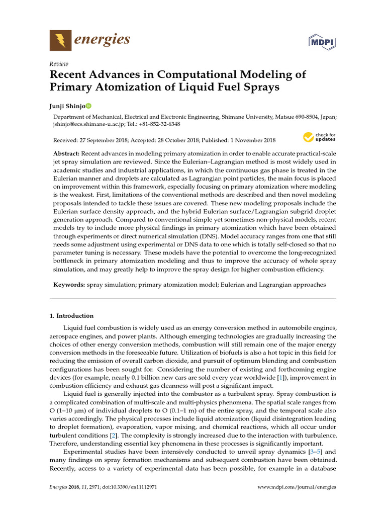 Advances in Liquid Fuel Atomization Modeling | PDF | Drop (Liquid ...