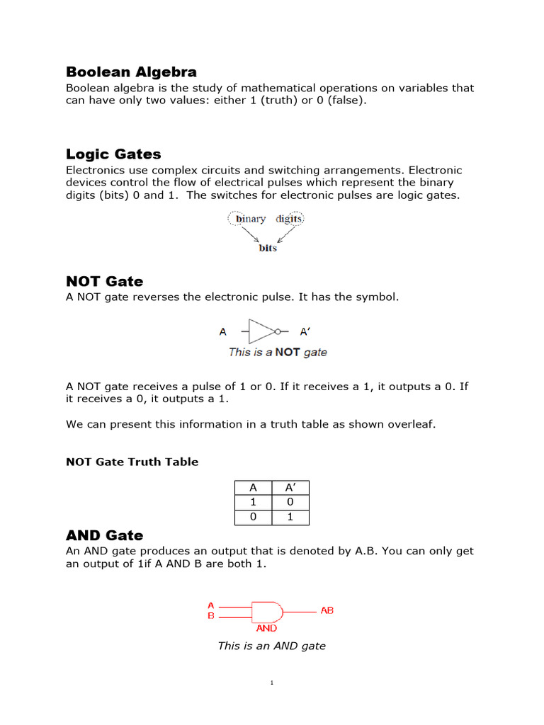 Introduction To Boolean Algebra | PDF