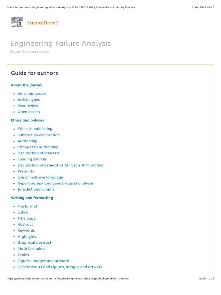 Guide For Authors - Engineering Failure Analysis - ISSN 1350-6307 ...