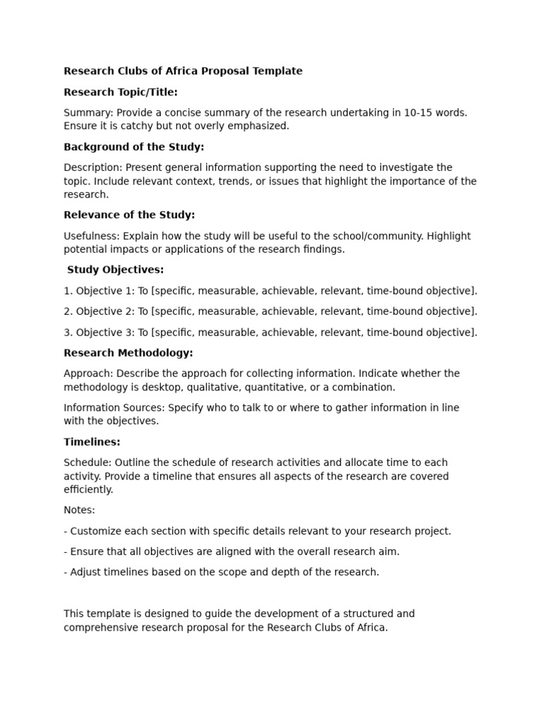 Research Proposal Template for Africa | PDF