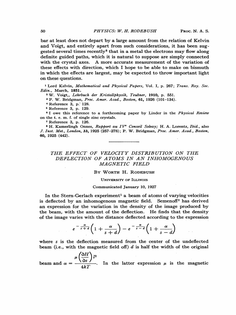 Rodebush W. H. - The Effect of Velocity Distribution On The Deflection ...