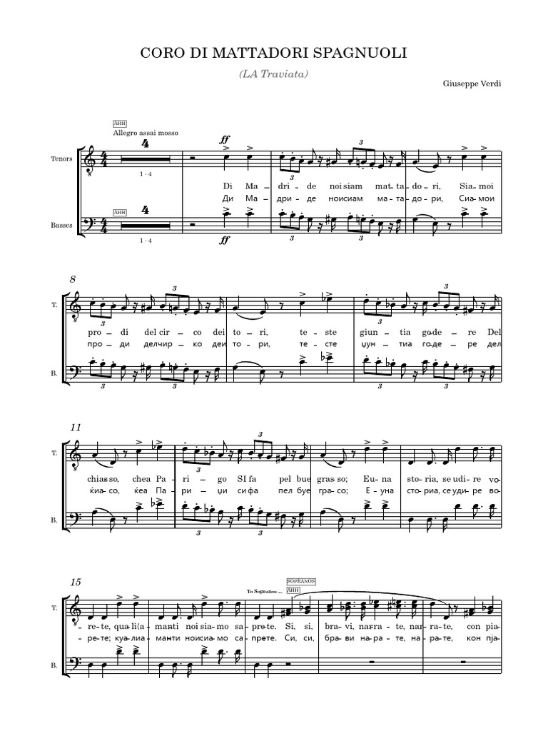 Coro Di Mattadori - Choir | PDF