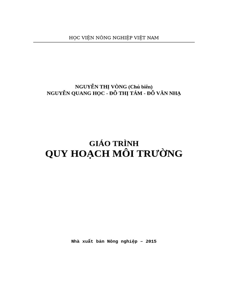 Giáo Trình Quy Ho CH Môi Trư NG | PDF