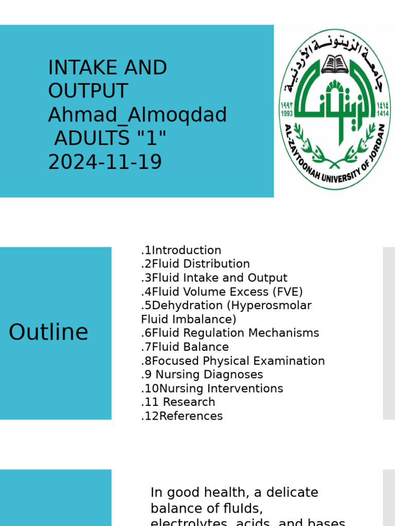 Fluid Intake and Output Management Guide | PDF | Edema | Dehydration