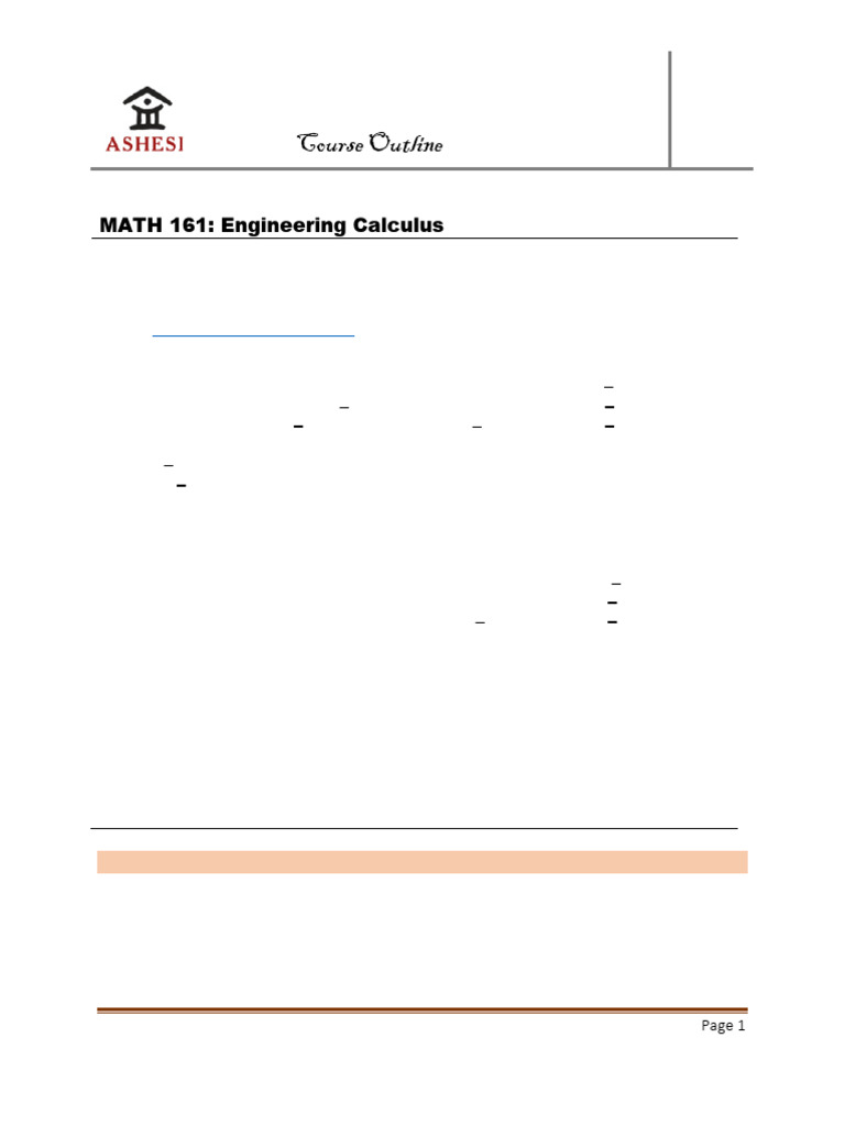 Engineering Calculus Outline | PDF | Integral | Function (Mathematics)
