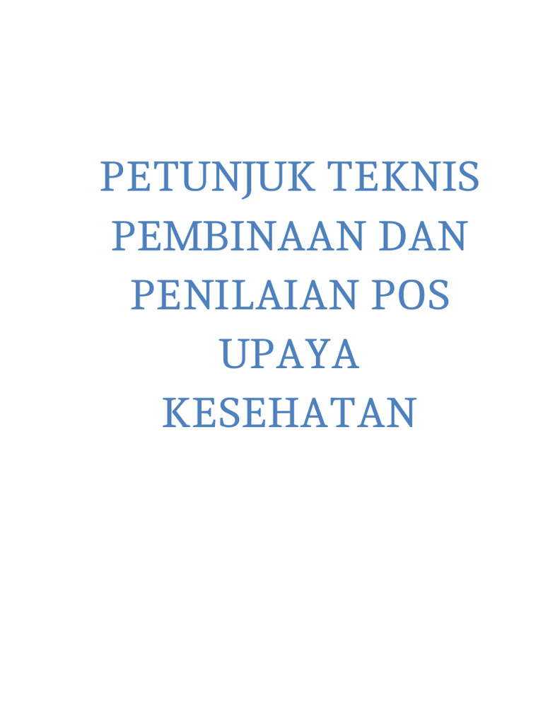 Panduan Pembinaan Pos UKK 2021 | PDF