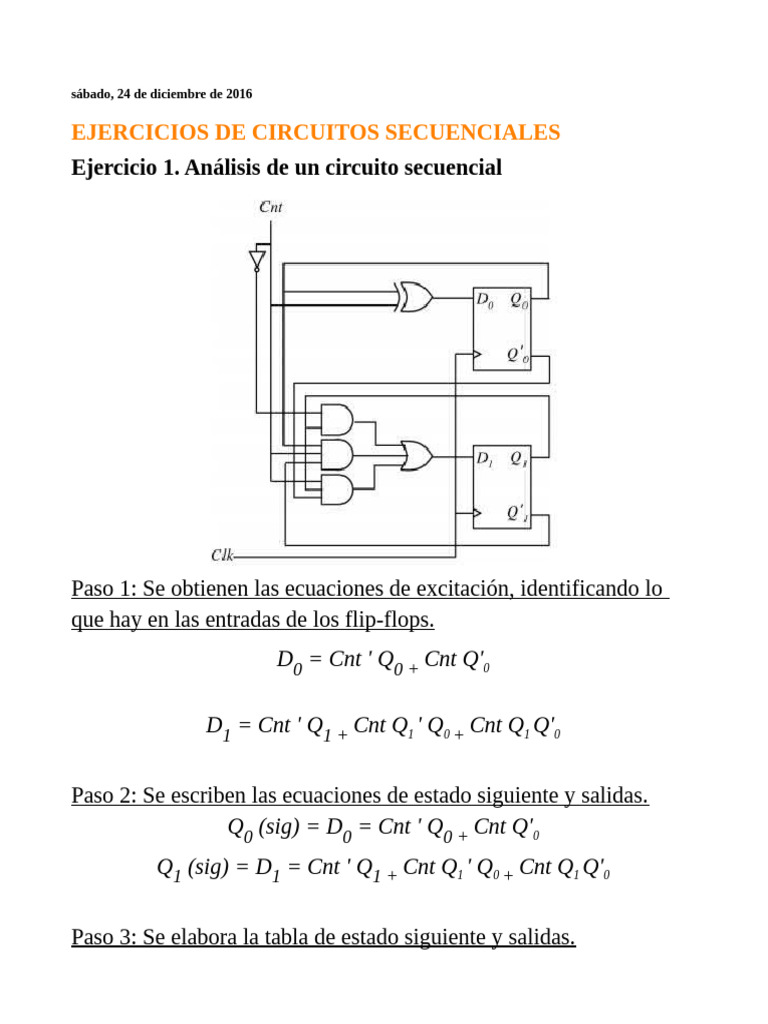 Ejercicios Resueltos de Circuitos Secuenciales | PDF | Electrónica digital | Ingeniería Informática