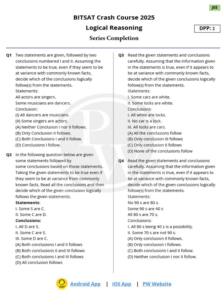 Series_Completion_DPP_02_BITSAT_Crash_Course | PDF | Logic