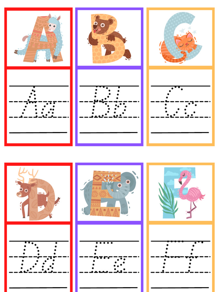 Animal Alphabet Write and Wipe Handwriting Tracing Flashcards | PDF