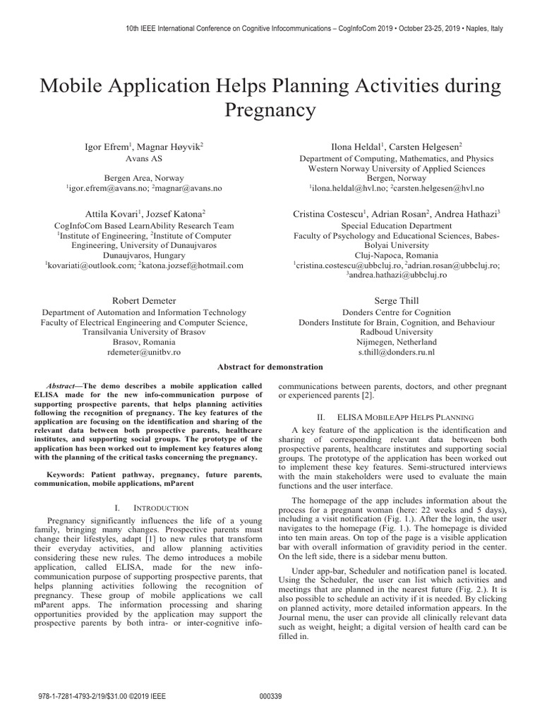 ELISA: Pregnancy Activity Planner App | PDF | Computing