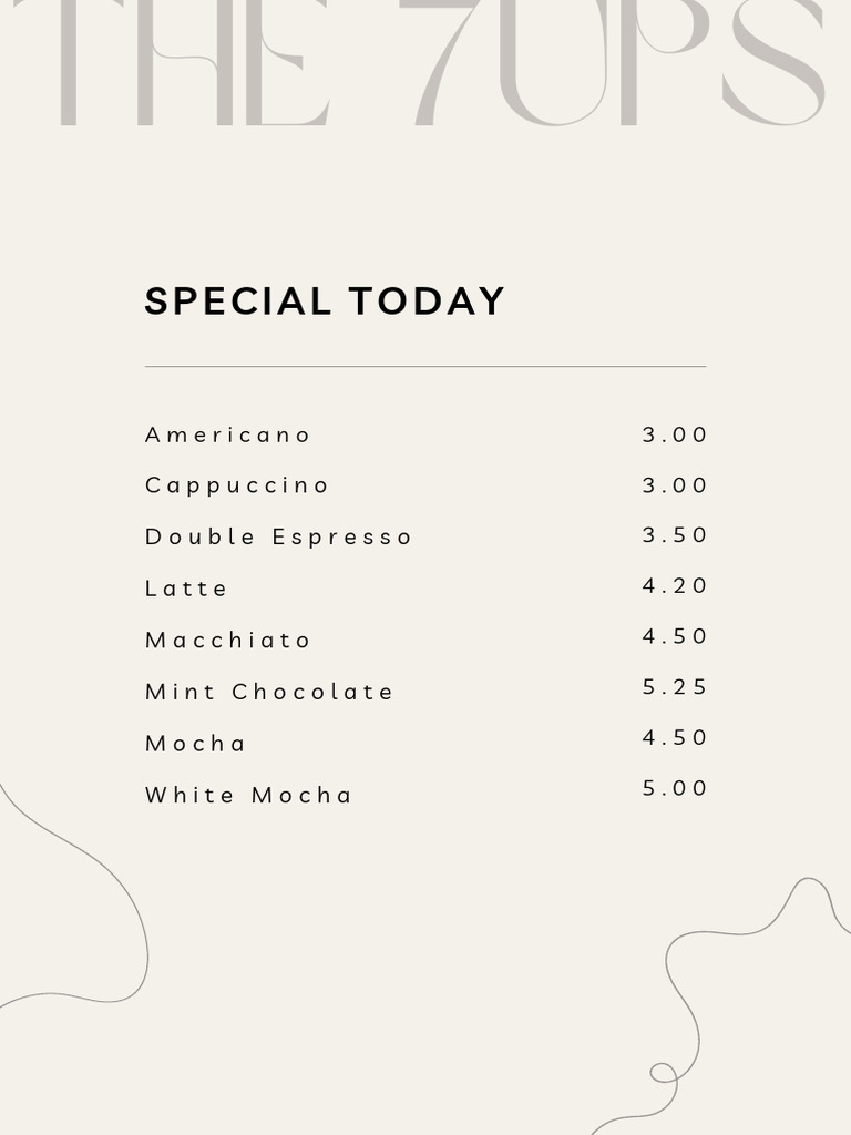 Neutral Minimal Coffee Bar Menu PDF | PDF