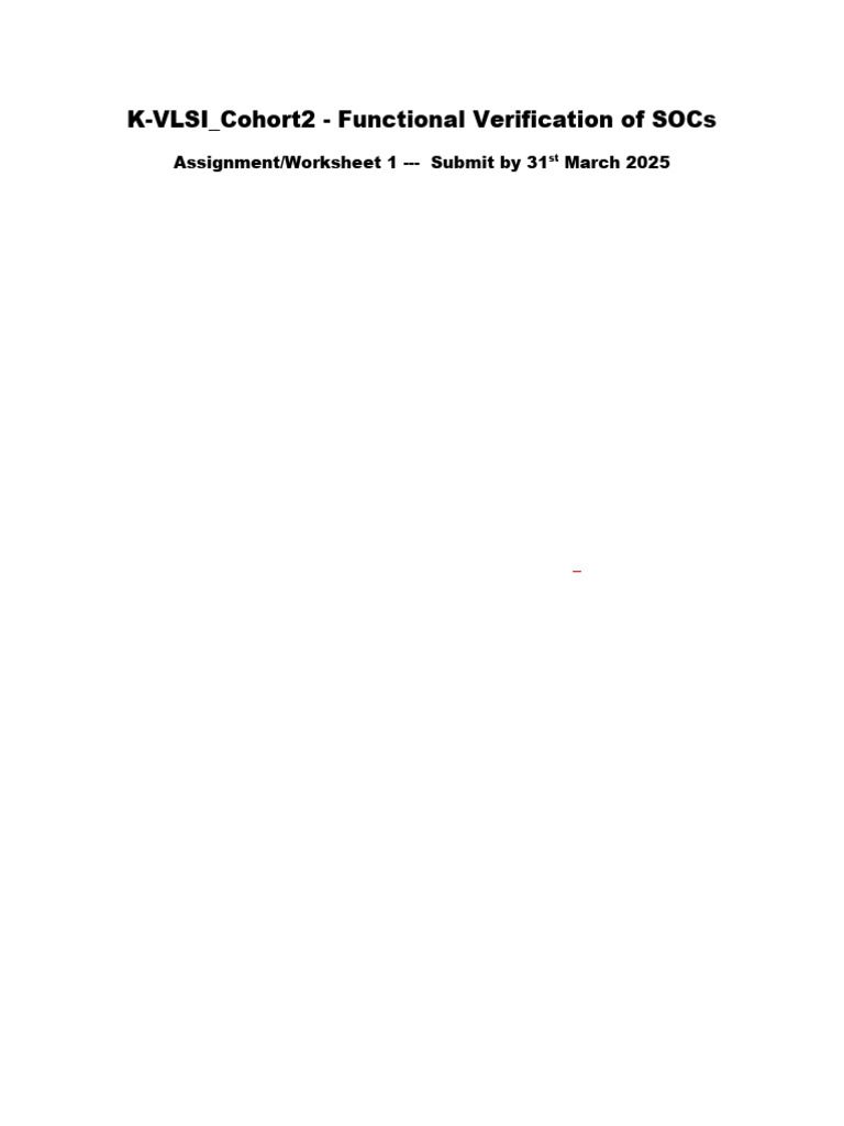 KVLSI Cohort2 Asgnmnt1 2025 | PDF