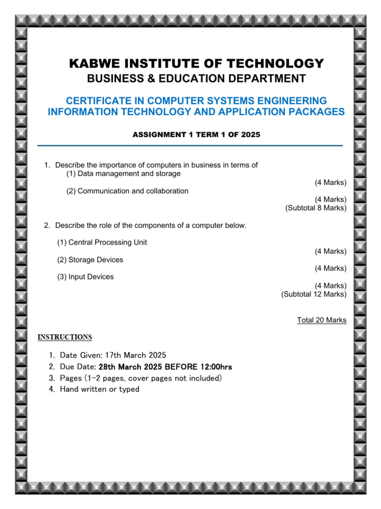 Computer Systems Engineering Assignment 2025 | PDF