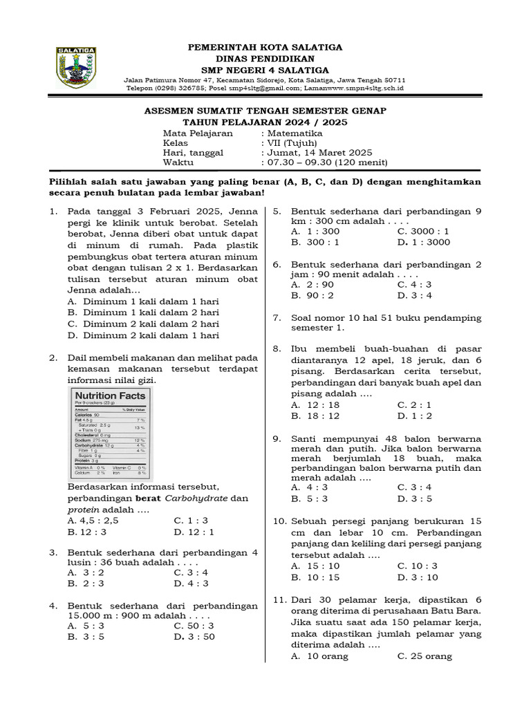 Variabel Aljabar dalam Soal Matematika | PDF