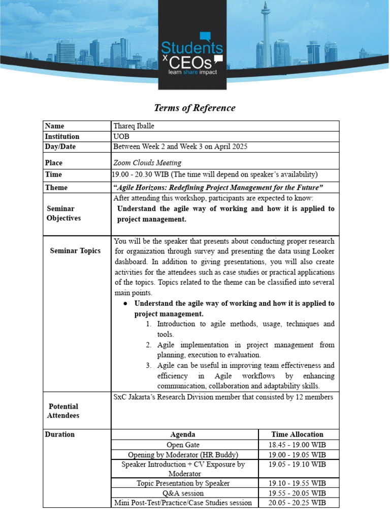 ToR Training Division Operations | PDF | Project Management | Agile Software Development