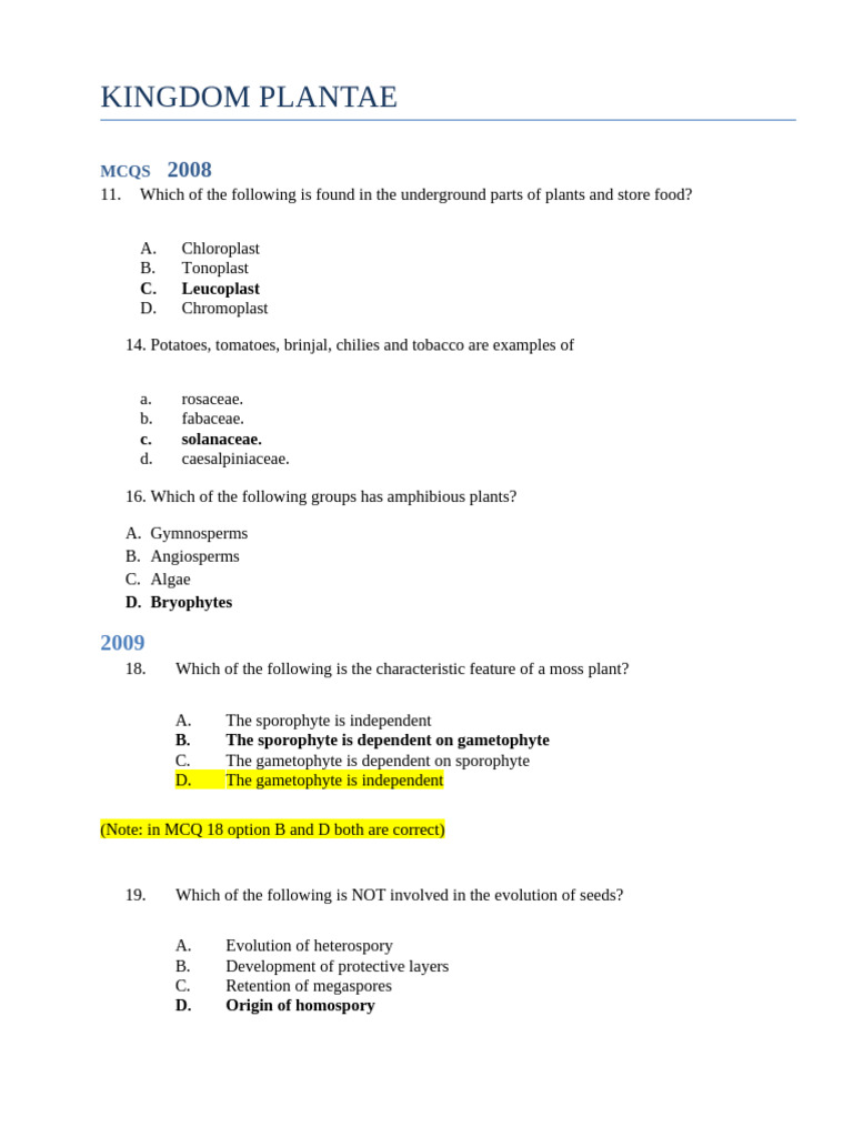 Chap 9 Kingdom Plantae-Shaista | PDF | Fertilisation | Sperm